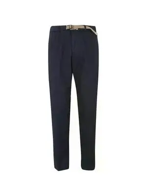 WHITE SAND Belted Elasticated-waistband Trousers
