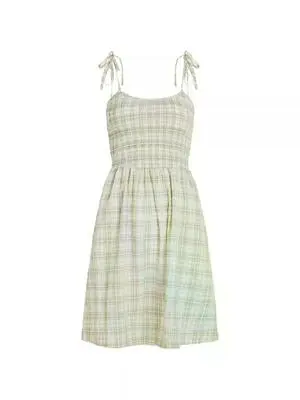 Karl Lagerfeld Shirred Check Mini Dress - Neutrals