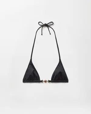 Versace Triangle Bikini Top With Medusa Hardware - Black
