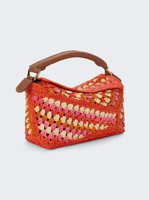 Loewe Mini Puzzle Edge Bag In Raffia