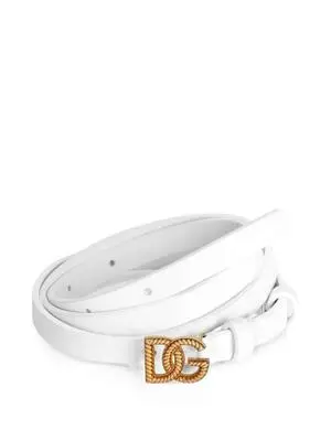 Dolce & Gabbana Calfskin Belt With Dg Logo Buckle - White