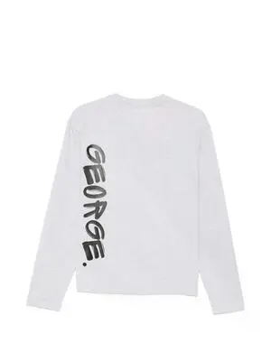 GEORGE. Logo Print Long Sleeve T-shirt - Grey