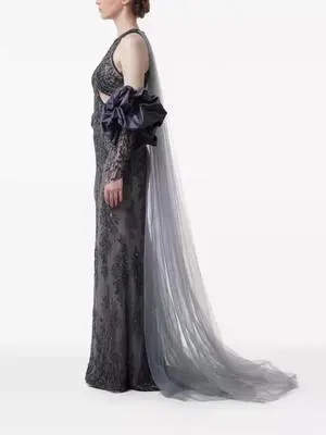 GATTINOLLI BY MARWAN Floral Bead-embellished Gown