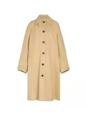 Another Tomorrow Cotton Single-breasted Coat - Neutrals