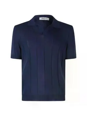GRAN SASSO Ribbed-knit Polo Shirt - Blue