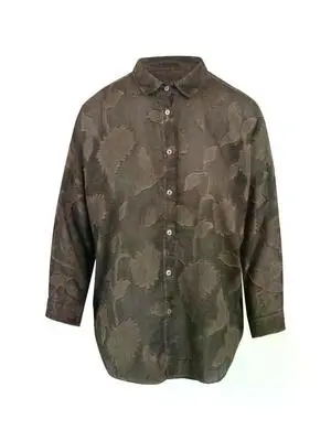 PLOUMANACH Floral Jacquard Long-sleeve Shirt - Brown