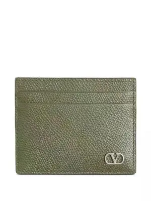 Valentino Garavani Vlogo Signature Cardholder In Grainy Calfskin - Green