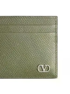 Valentino Garavani Vlogo Signature Cardholder In Grainy Calfskin - Green