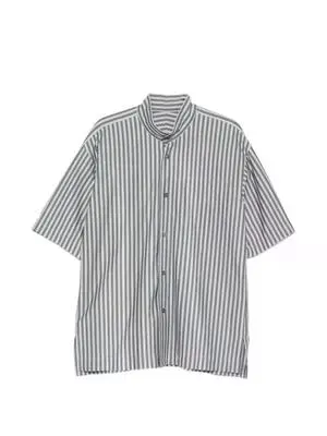 Issey Miyake Striped Band-collar Shirt - Blue