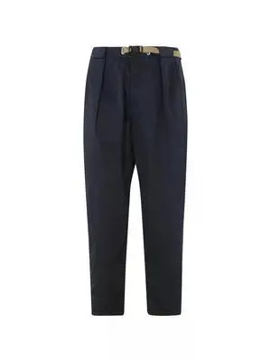 WHITE SAND Belted Pleated Trousers - Blue