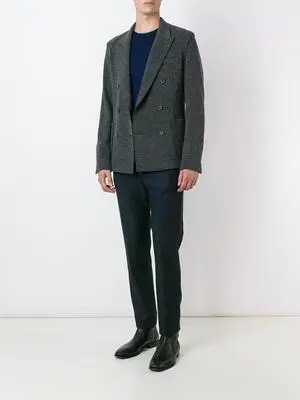 LANVIN Double Breasted Wool-cotton Blend Jacket - Grey