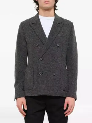LANVIN Double Breasted Wool-cotton Blend Jacket - Grey