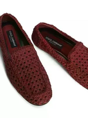 Dolce & Gabbana Woven Fabric Slippers - Red