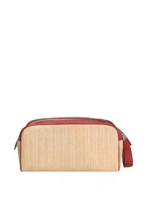 Dolce & Gabbana Essenza Toiletry Bag In Raffia And Smooth Leather
