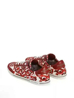Dolce & Gabbana Majolica-print Cotton Saint Tropez Light Sneakers - Red