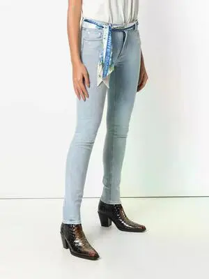 Off-White Skinny Jeans With Scarf Belt
