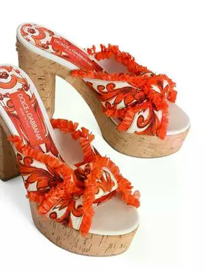 Dolce & Gabbana Majolica Print Brocade Clog Sandals