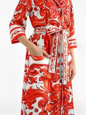 Dolce & Gabbana Majolica-print Belted Coat