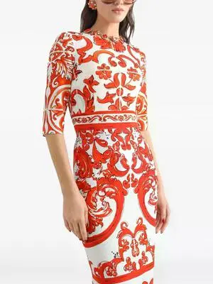 Dolce & Gabbana Majolica-print Charmeuse Dress