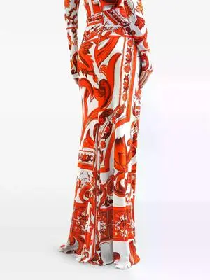 Dolce & Gabbana Majolica-print Organzine Long Dress - Orange