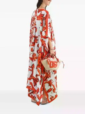Dolce & Gabbana Majolica Print Silk Twill Kaftan Dress