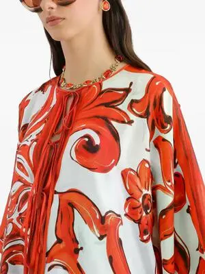 Dolce & Gabbana Majolica Print Silk Twill Kaftan Dress