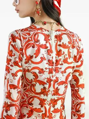 Dolce & Gabbana Majolica-print Charmeuse Fitted Top