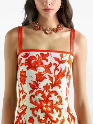 Dolce & Gabbana Majolica-print Charmeuse Dress