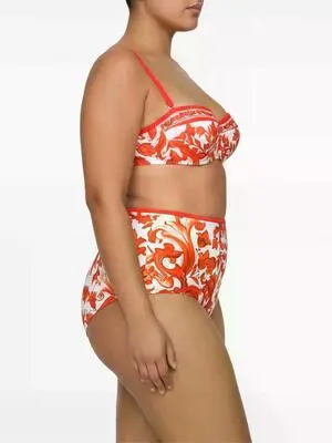 Dolce & Gabbana Majolica-print Padded Balconette Bikini - Orange