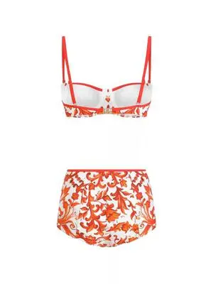 Dolce & Gabbana Majolica-print Padded Balconette Bikini - Orange