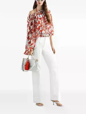 Dolce & Gabbana Majolica Print Poplin Top - White