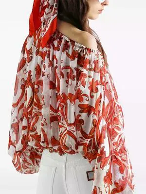 Dolce & Gabbana Majolica Print Poplin Top