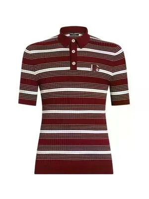 Dolce & Gabbana Polo Shirt In Striped Knit - Red