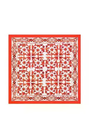 Dolce & Gabbana 70x70 Majolica-print Silk Twill Scarf - Red