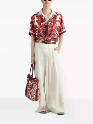 Dolce & Gabbana Majolica-print Silk Twill Hawaii Shirt
