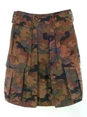 Hermès Horse Motif Silk Skirt - Brown