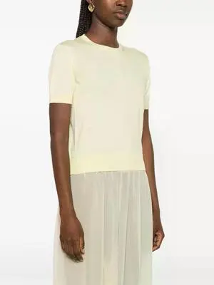 Saint Laurent Pale Fine Knit Short Sleeve Sweater