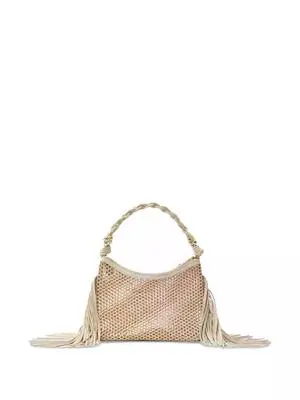 Maje Fringed Open-knit Shoulder Bag
