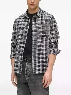 Karl Lagerfeld Chest Pocket Checked Shirt - Black