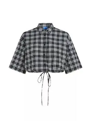 Karl Lagerfeld Checked Drawstring Hem Shirt - Black