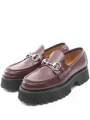 Gucci Horsebit Leather Loafers - Red