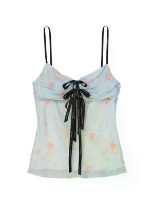 Marc Jacobs Blurred Floral Bow Top - Blue