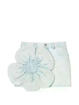 Marc Jacobs Daisy Appliqué Denim Skirt - Blue