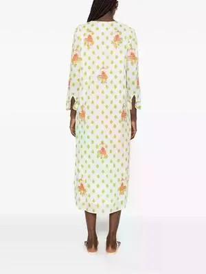 Nimo With Love Elephant-embroidery Ikat-print Midi Dress
