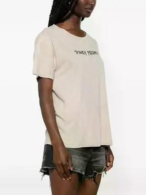 R13 Acid Wash Slogan Print T-shirt