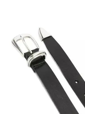PAURA Smooth Grain Leather Belt With Buckle Fastening