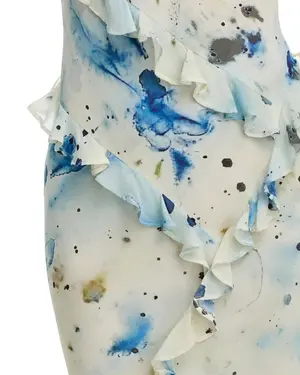 Paris Georgia Silk Ruffled Maxi Dress