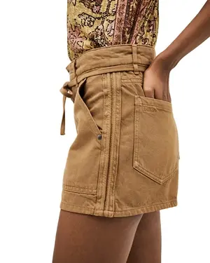 Ba&sh Catia Cotton Shorts - Camel