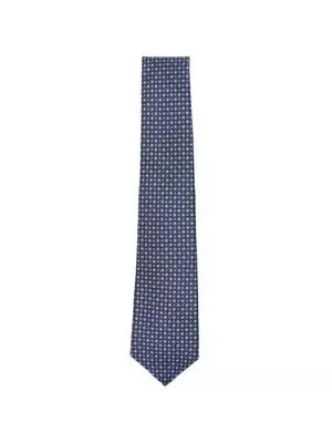 Kiton Silk Geometric Print Neck Tie - Blue