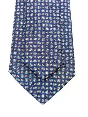 Kiton Silk Geometric Print Neck Tie